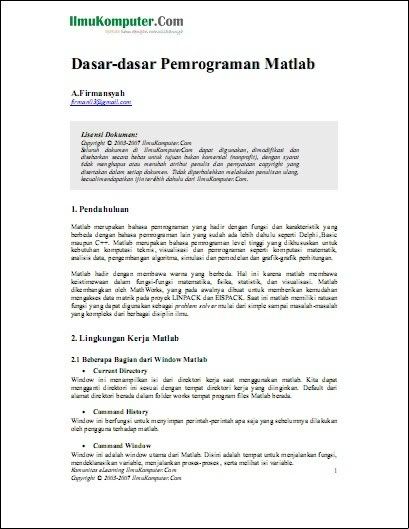 Dasar-dasar Pemrograman Matlab – If… Then…