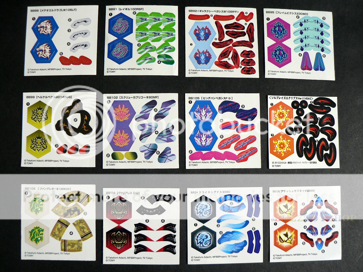 LOT OF 3PCS RANDOM OFFICIAL TAKARA TOMY METAL FIGHT BEYBLADE STICKER ...